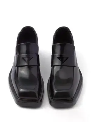 Prada Triangle-patch Leather Loafers