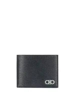FERRAGAMO Double Gancini Bi-fold Wallet - Black