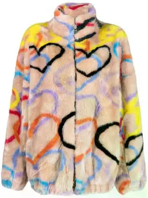 Philipp Plein Heart-print High-neck Coat