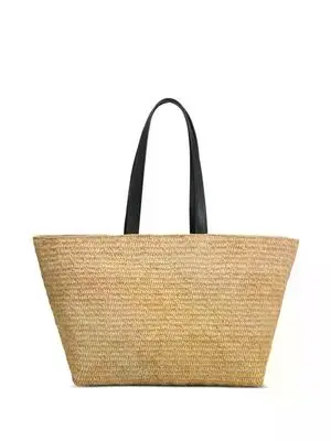 AMI Paris Raffia Tote Bag With Logo Patch