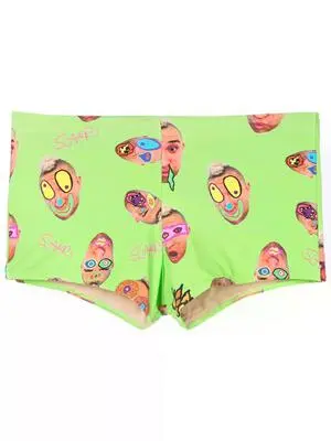 AMIR SLAMA Abstract-print Swimming Trunks - Green