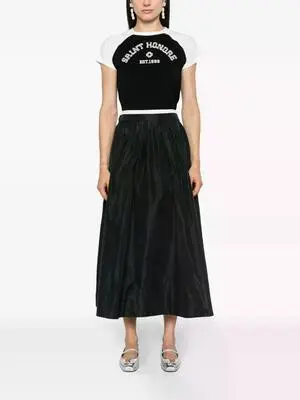 Maje Contrast Waistband Midi Skirt