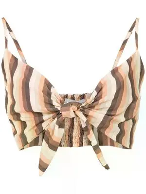 AMIR SLAMA Striped Cropped Top - Brown