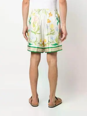 Casablanca L'arche De Fleurie Silk Shorts - White