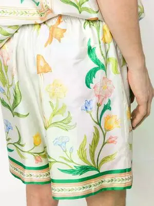 Casablanca L'arche De Fleurie Silk Shorts - White