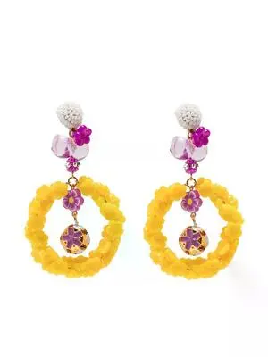 AMIR SLAMA Floral Appliqué Drop Earrings - Yellow