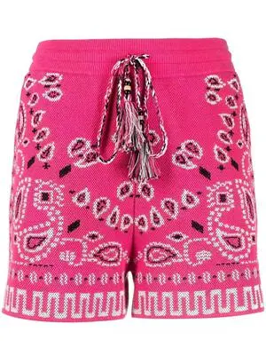 Alanui Bandana Tassel Shorts - Pink