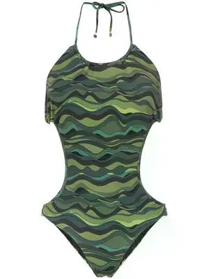 AMIR SLAMA Waves Print Swimsuit - Green