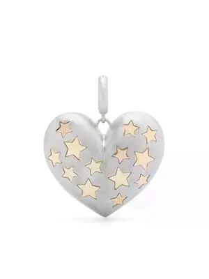 Lauren Rubinski 14kt Gold Paulette Heart Pendant With Star Motif - Silver