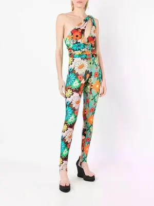 AMIR SLAMA Floral-print One-shoulder Jumpsuit