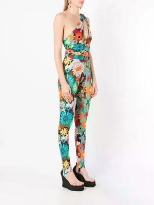 AMIR SLAMA Floral-print One-shoulder Jumpsuit