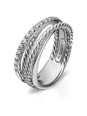 David Yurman Sterling Pavé Diamond Crossover Ring