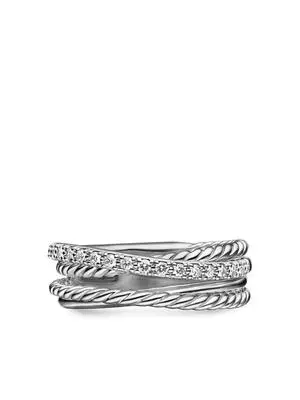 David Yurman Sterling Pavé Diamond Crossover Ring