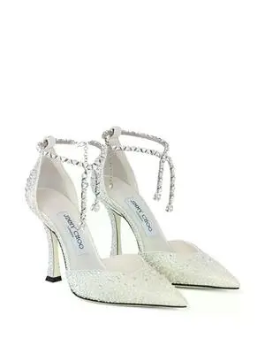 JIMMY CHOO Stevie 100 Embellished Crystal Anklet Pumps - Neutrals
