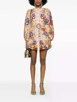 Farm Rio Bouquet Puff-sleeve Mini Dress