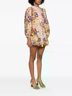 Farm Rio Bouquet Puff-sleeve Mini Dress