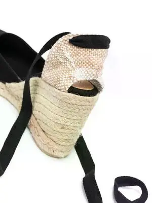 CastaÑer Carina 80mm Ankle-tie Wedge Sandals - Black