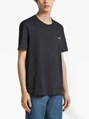 Zegna Logo-embroidered Cotton T-shirt - Blue