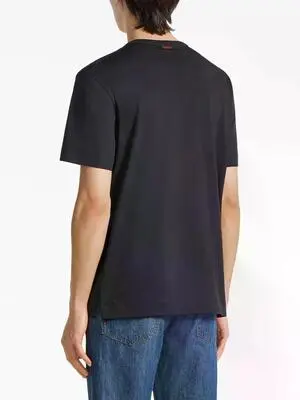 Zegna Logo-embroidered Cotton T-shirt - Blue