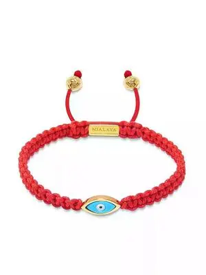 NIALAYA JEWELRY Evil Eye Charm Braided Bracelet - Red