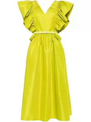 SAIID KOBEISY Ruffled Taffeta Midi Dress - Green
