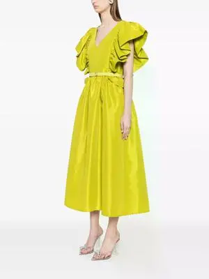 SAIID KOBEISY Ruffled Taffeta Midi Dress - Green