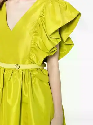 SAIID KOBEISY Ruffled Taffeta Midi Dress - Green