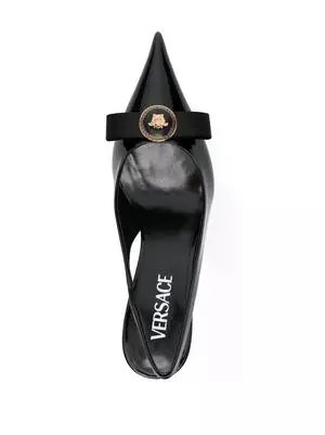 Versace Patent Leather Ribbon Slingback Pumps