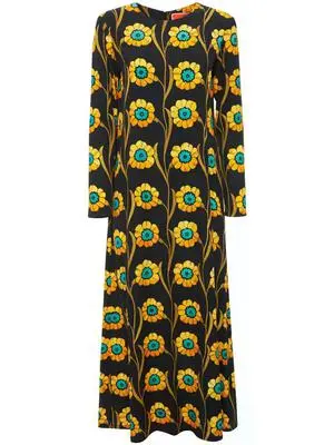 La DoubleJ Floral-print Swing Dress - Black