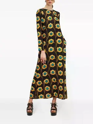 La DoubleJ Floral-print Swing Dress - Black
