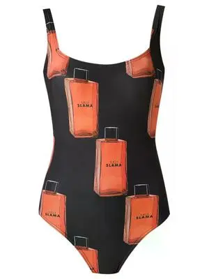 AMIR SLAMA Printed One Piece Swimsuit - Black