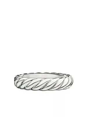 David Yurman 18kt White Gold Sculpted Cable Diamond Band Ring
