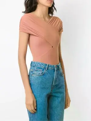 AMIR SLAMA Ruched Crossover Body Top