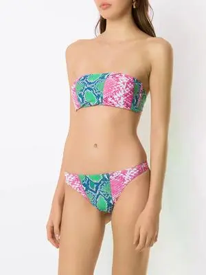 AMIR SLAMA Snakeskin-print Strapless Bikini Set