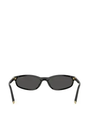 Miu Miu Oval Frame Sunglasses - Black