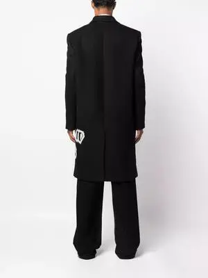 Off-White Intarsia-graffiti Logo Single-breasted Coat