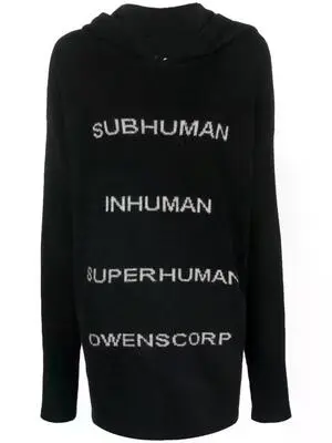 Rick Owens Cashmere Blend Intarsia Knit Hoodie