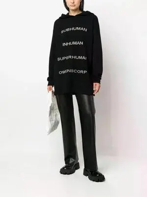 Rick Owens Cashmere Blend Intarsia Knit Hoodie