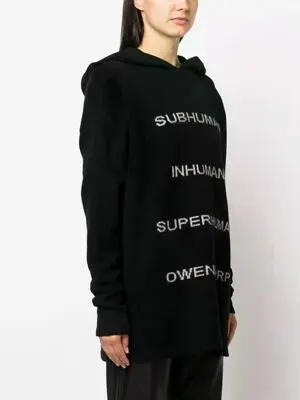 Rick Owens Cashmere Blend Intarsia Knit Hoodie