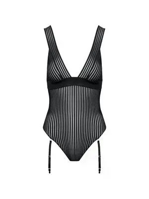 MAISON CLOSE V-neck Striped Bodysuit