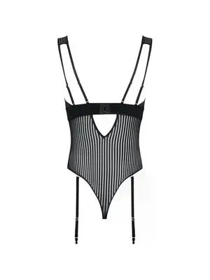 MAISON CLOSE V-neck Striped Bodysuit