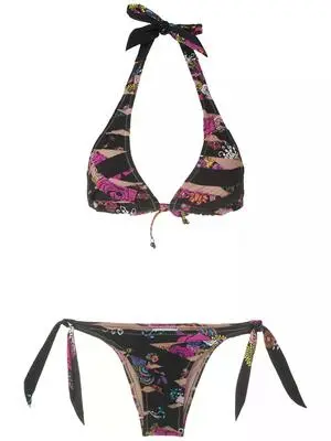 AMIR SLAMA Printed Triangle Bikini Set - Blue