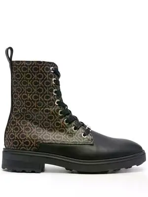 Calvin Klein Lace-up Monogram Biker Boots