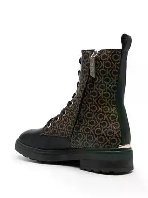 Calvin Klein Lace-up Monogram Biker Boots