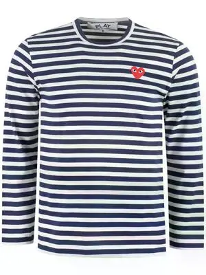 Play Comme Des Garcon Striped Long-sleeved T-shirt - Blue
