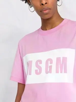 MSGM Logo-print Cotton T-shirt - Pink