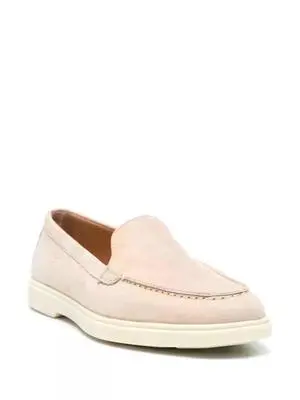 Santoni Slip-on Leather Loafers - Neutrals
