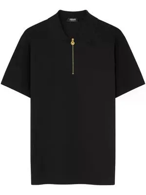 Versace Embroidered Cotton-piqué Half-zip Polo