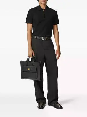 Versace Embroidered Cotton-piqué Half-zip Polo