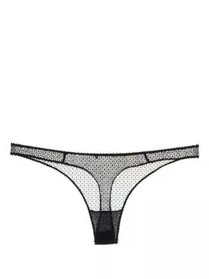 Kiki De Montparnasse Crochet Semi-sheer Thong - Black